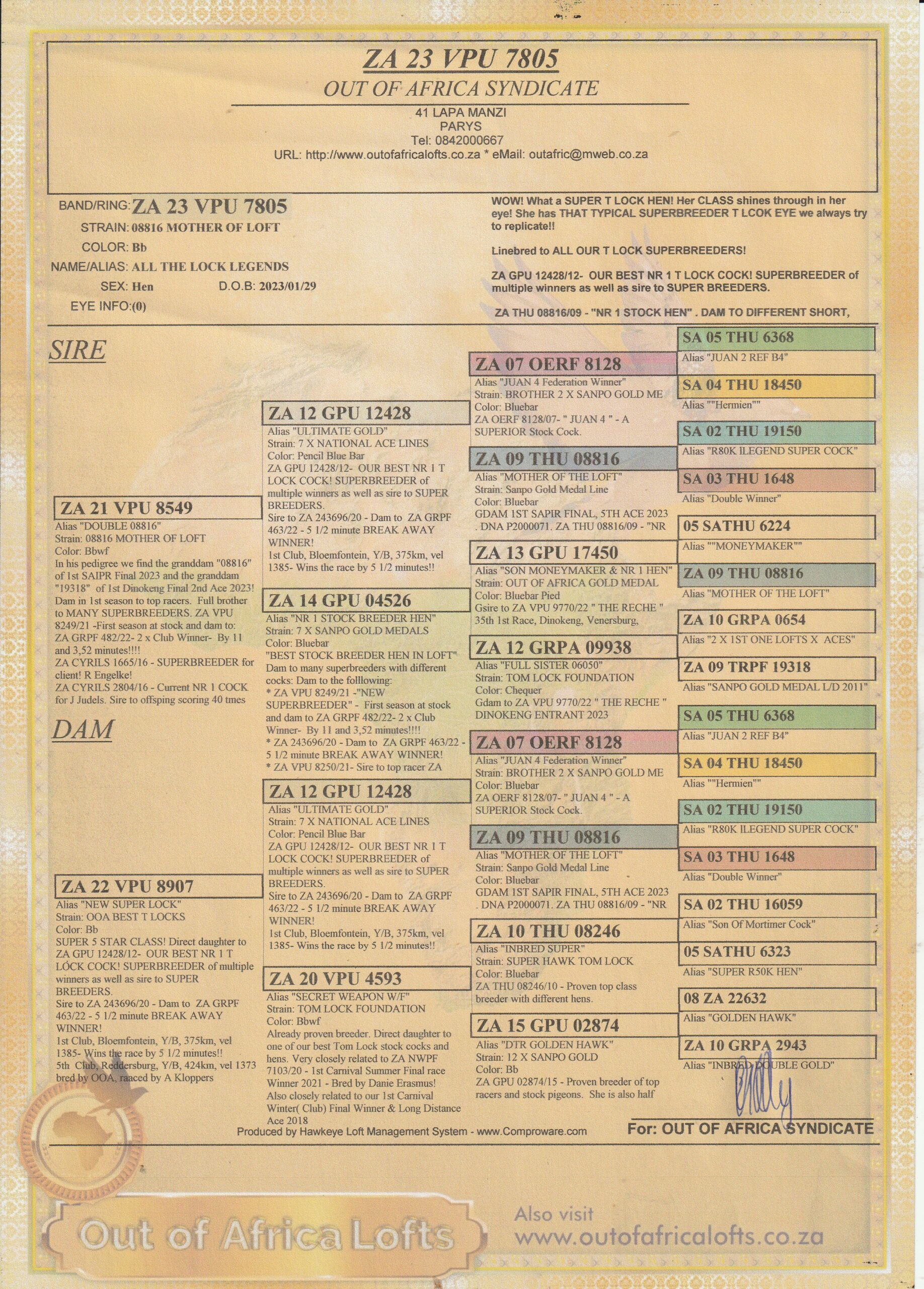 LOT 15: ZA VPU 7805/23 (H) - “ ALL THE LOCK LEGENDS “ - WOW! What a ...